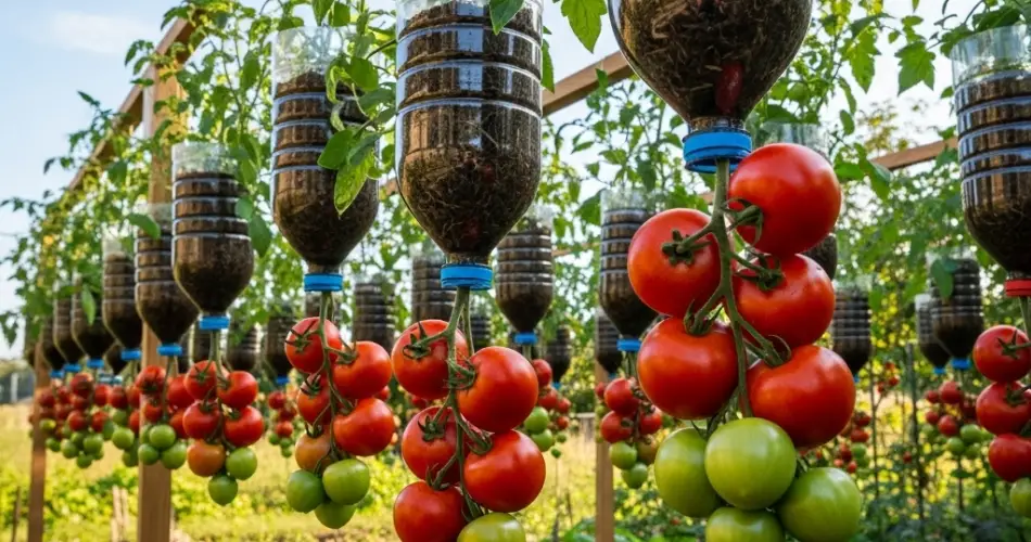 Sistemas de Pared con Botellas de Plástico para Enredaderas de Tomate ...
